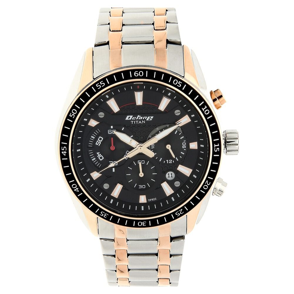 Titan Octane Black Chronograph Stainless Steel Strap watch for Men NS9 – The Watch Factory