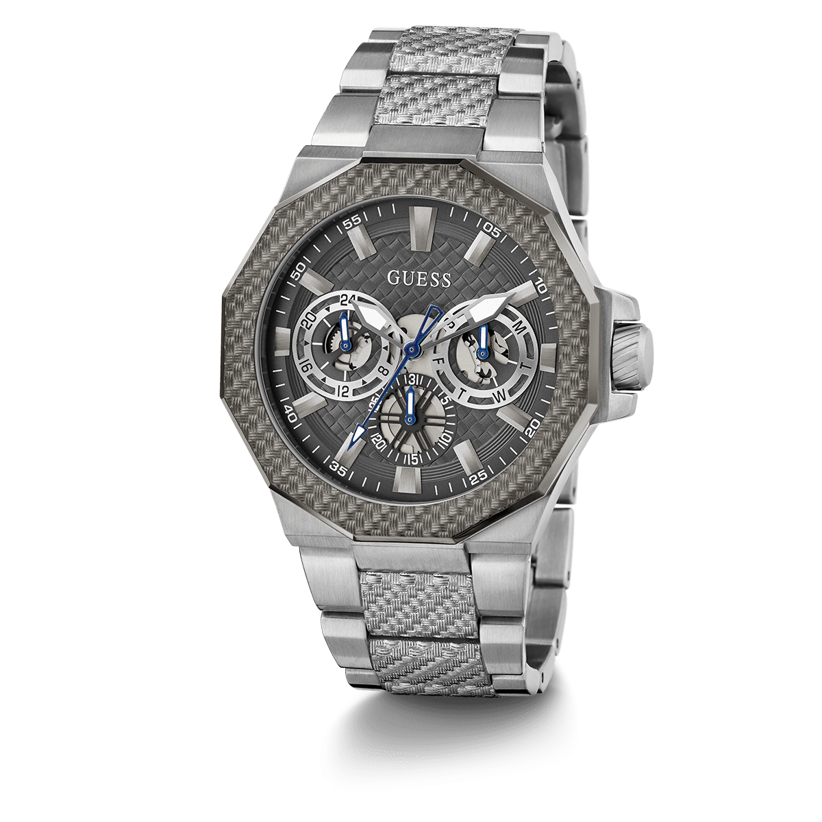 GUESS Mens Silver Tone 2 Tone Multi Function Watch The Watch Factory