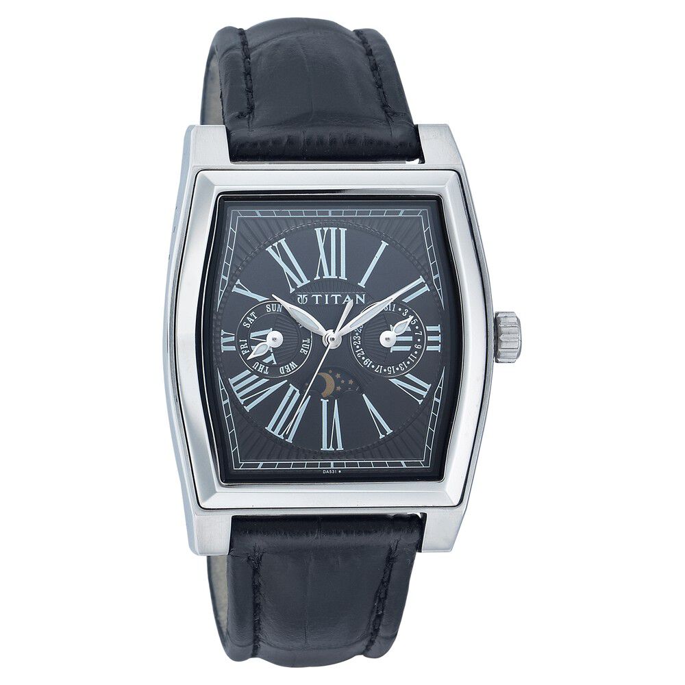 Titan Quartz Multifunction with Moon Phase Black Dial Watch for Men-NC ...