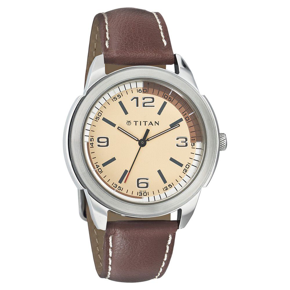 Titan Quartz Analog Off White Dial Watch for Men-1585SL02 – The Watch ...