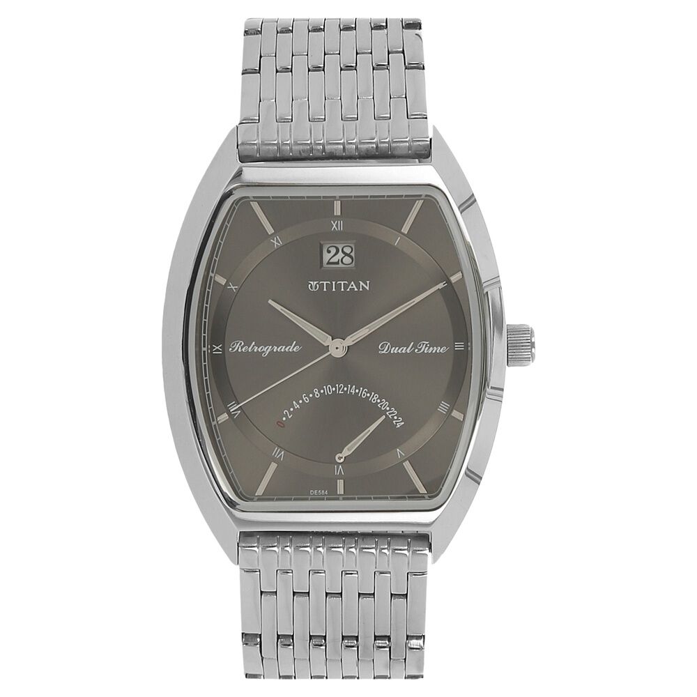 Titan Dual Time Anthracite Dial Stainless Steel Strap watch for Men-NH ...