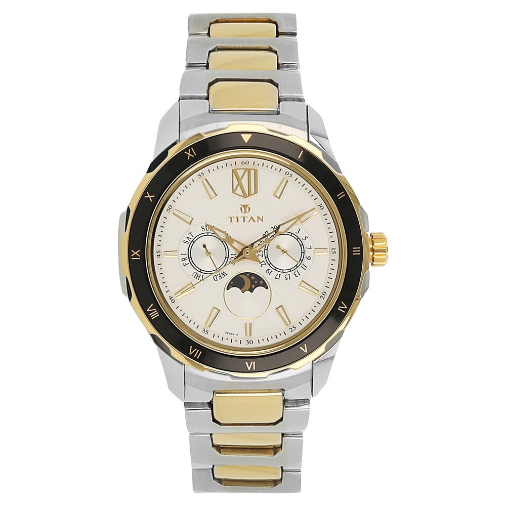 Titan Quartz Multifunction White Dial Stainless Steel Strap Watch for ...