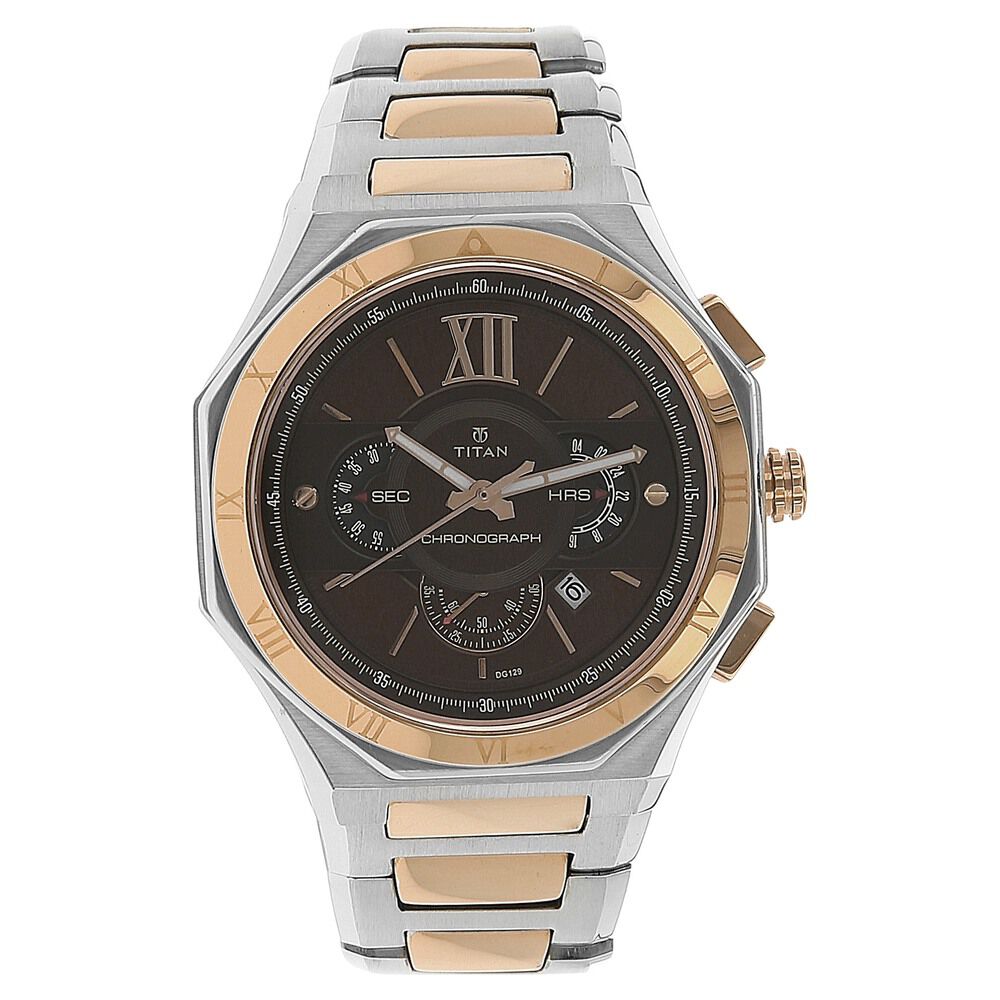 Titan Regalia Rome Brown Dial Chronograph Stainless Steel Strap Watch ...