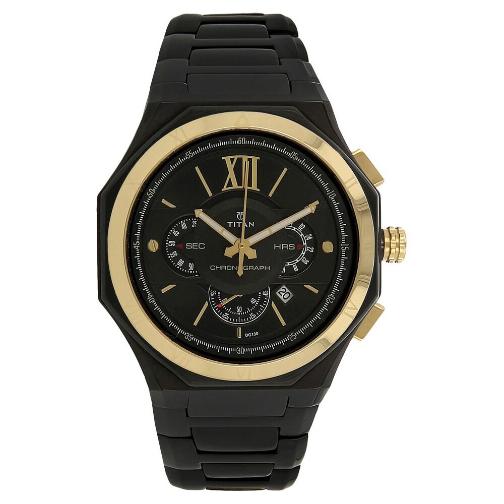 Titan Regalia Rome Black Dial Chronograph Stainless Steel Strap watch ...