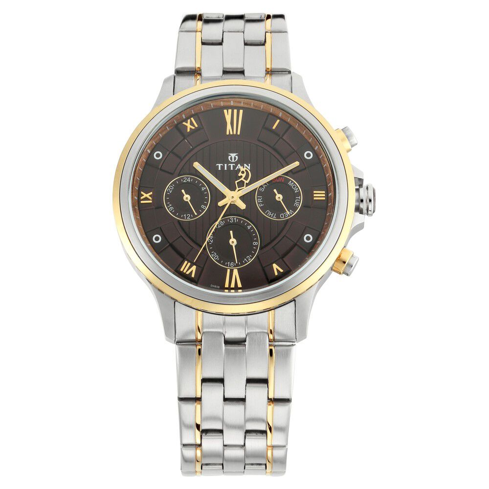 Titan Grandmaster Brown Dial Quartz Multifunction Metal Strap watch fo ...