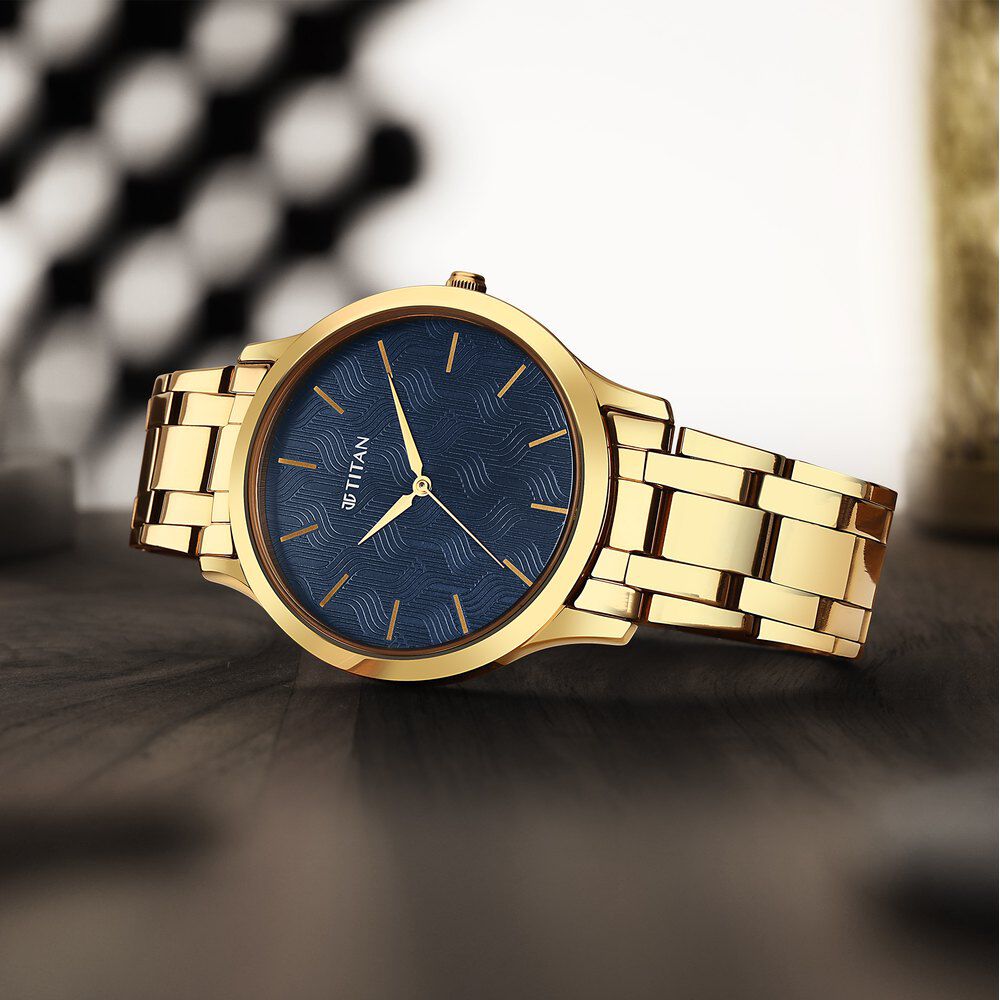 Titan Karishma Radiance Blue Dial Analog Stainless Steel Strap Watch f ...