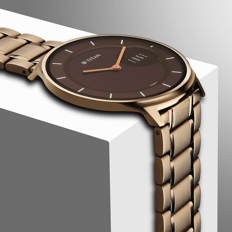 Titan Edge Baseline Grey Dial Analog Stainless Steel Strap Watch For M ...
