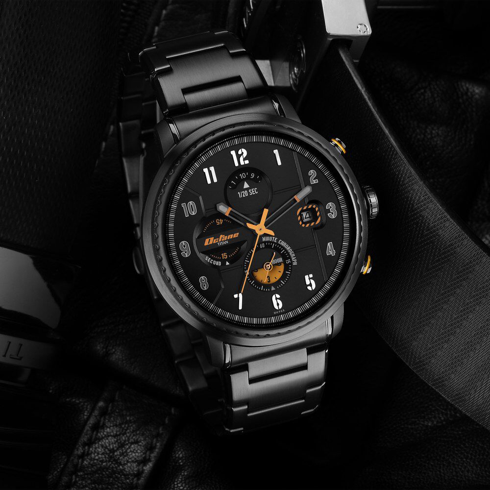 Titan Octane Aerobatics Black Dial Chronograph Stainless Steel Strap w ...
