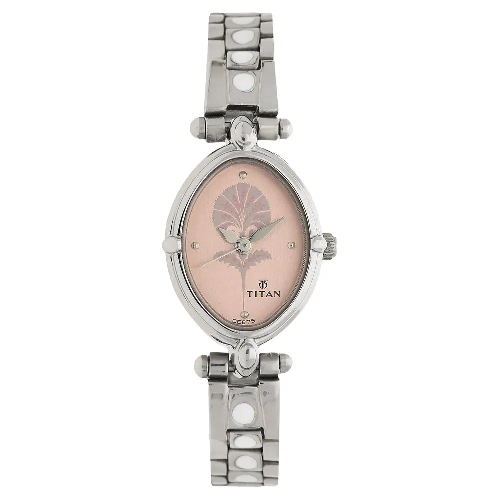 Titan Pink Dial Silver Stainless Steel Strap Watch 2419SM01 (DE875 ...
