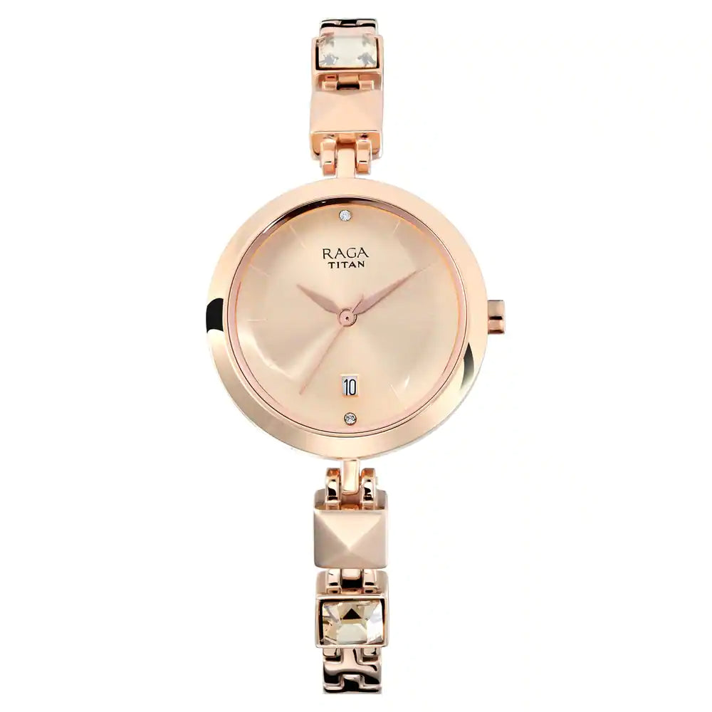 Titan Raga Viva Rose Gold Dial Metal Strap Watch NQ2606WM01 – The Watch ...