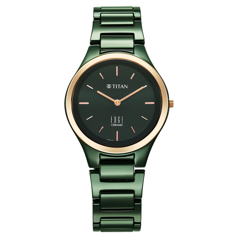 Titan Edge Bicolour Quartz Analog Green Dial Green Ceramic Strap Watch ...