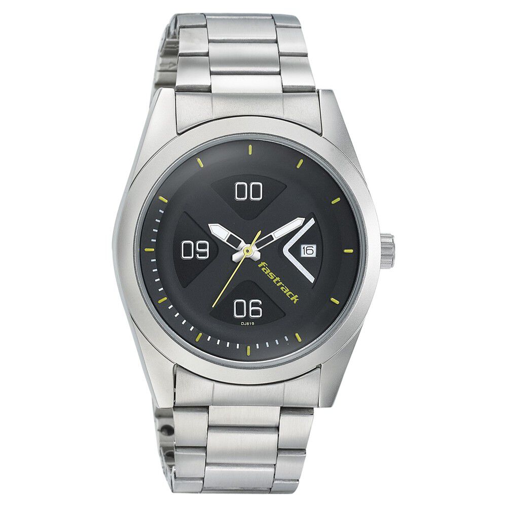 Fastrack Go Skate Quartz Analog with Date Black Dial Stainless Steel S ...