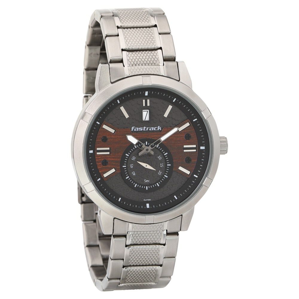 Fastrack Go Skate Quartz Analog with Day and Date Grey Dial Stainless ...