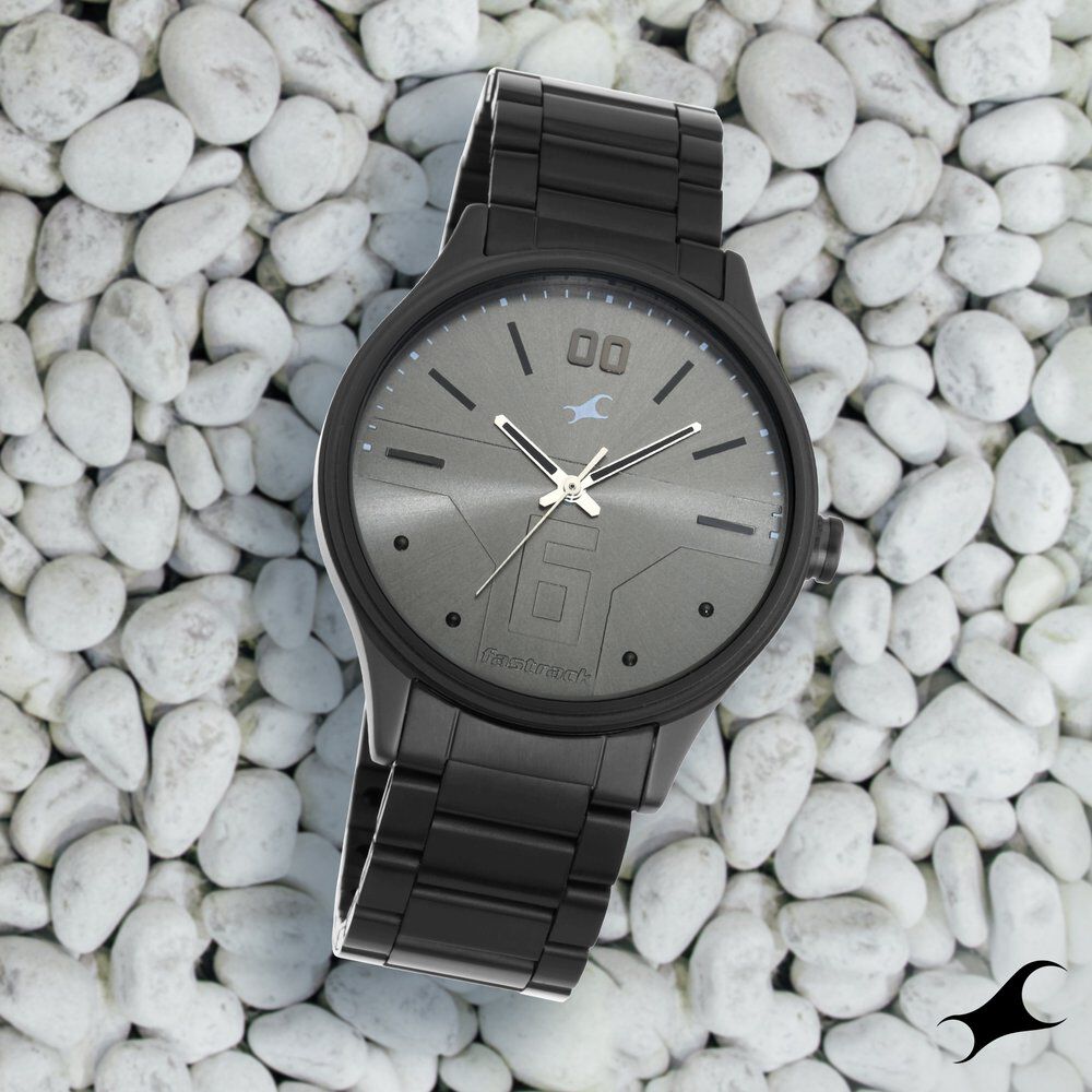 Fastrack Bare Basics Quartz Analog Grey Dial Stainless Steel Strap Wat ...