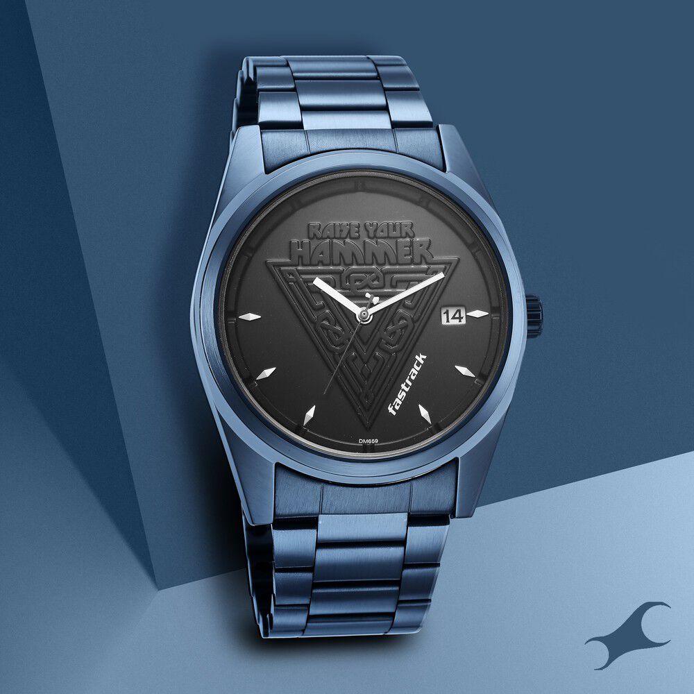 Fastrack Thor Quartz Analog with Date Black Dial Metal Strap Watch for ...
