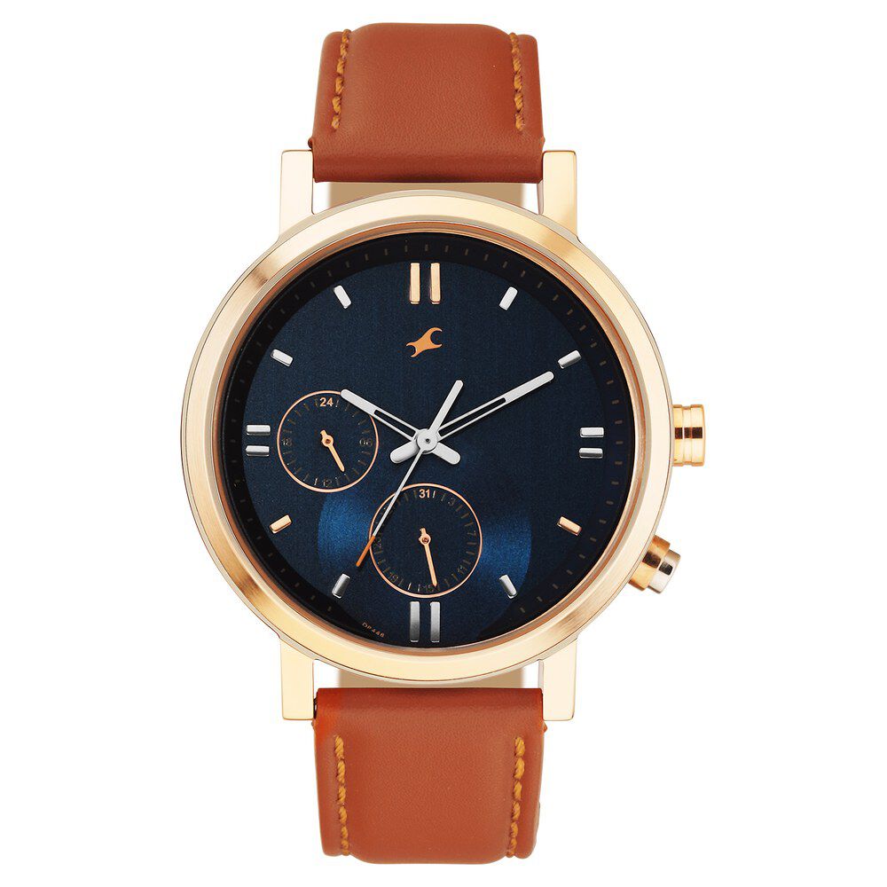 Fastrack Tick Tock Quartz Analog Blue dial Leather Strap Watch for Guy ...