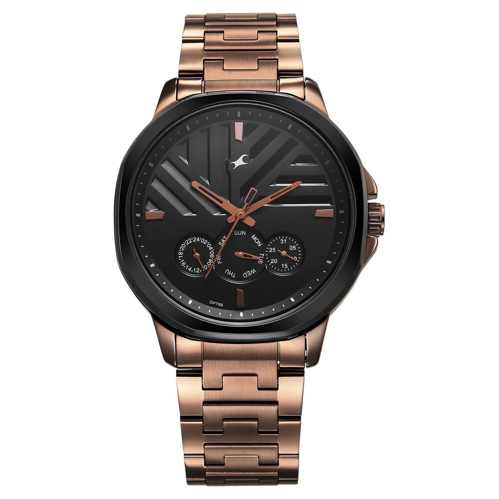 Fastrack Fleek Quartz Multifunction Black Dial Stainless Steel Strap W ...