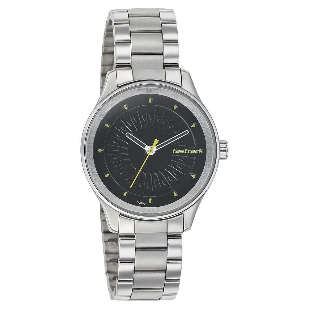 Fastrack Quartz Analog Black Dial Stainless Steel Strap Watch for Girl ...