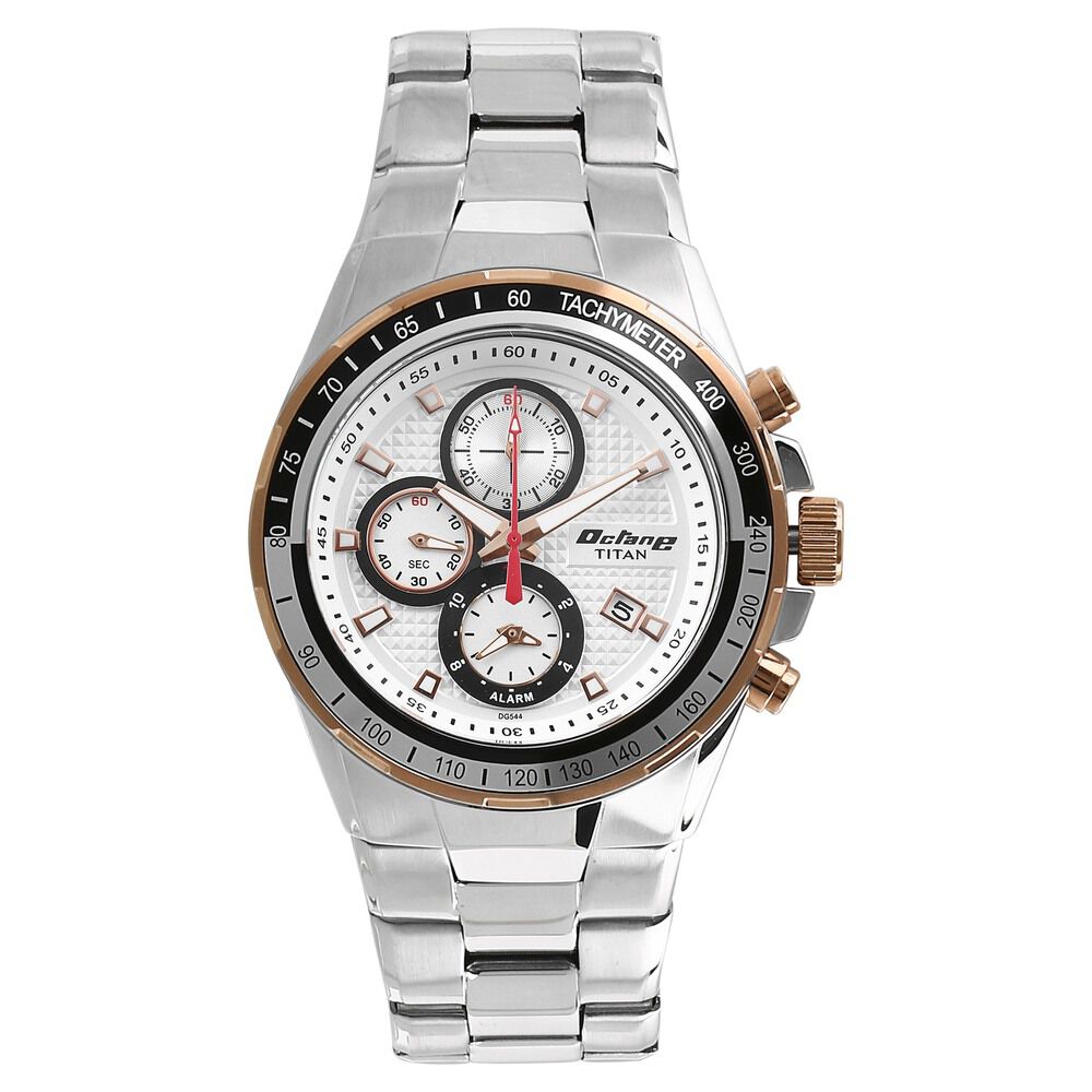 Titan Octane Silver Chrono Stainless Steel Strap watch for Men-90085KM ...