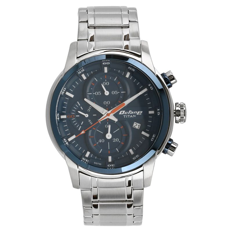 Titan Quartz Chronograph Blue Dial Stainless Steel Strap Watch For Men ...