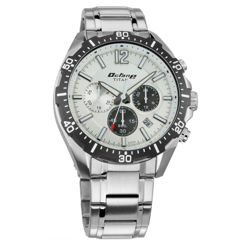 Titan Quartz Chronograph Silver Dial Stainless Steel Strap Watch For M ...