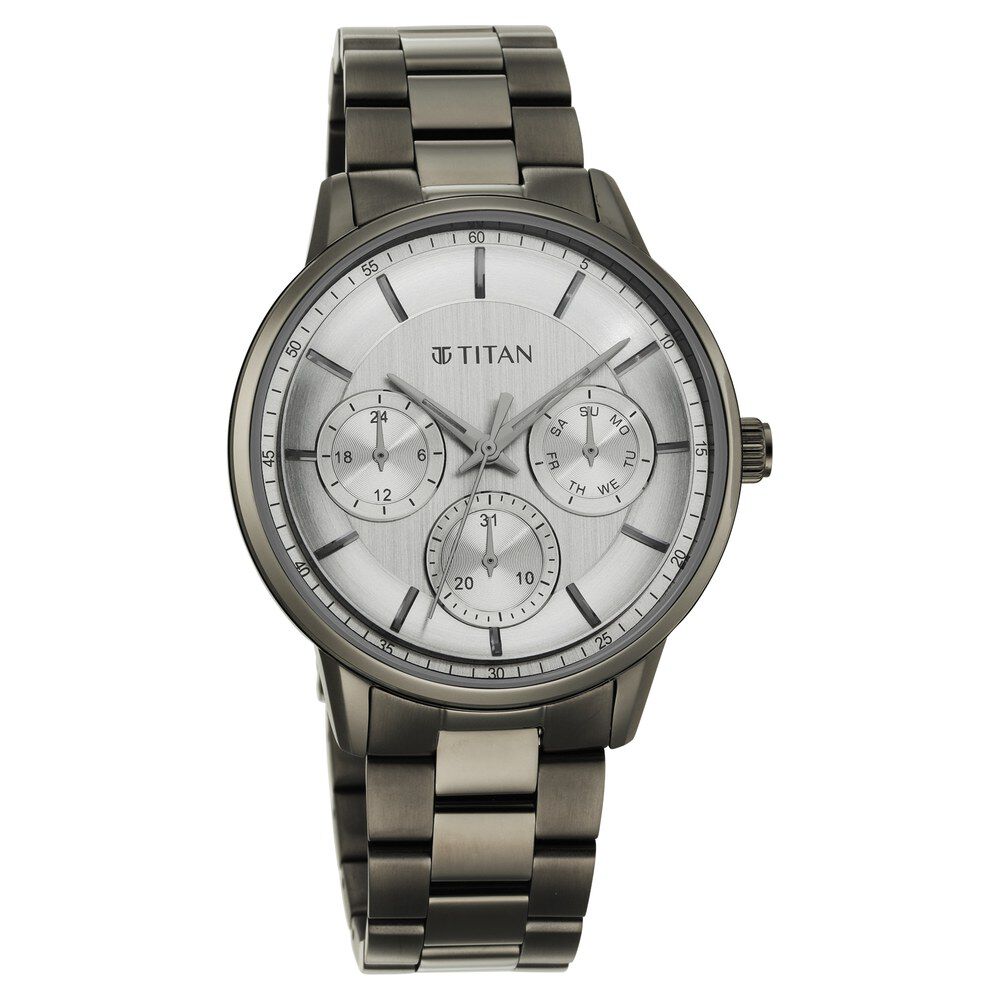 Titan Urban Magic Grey Dial Quartz Multifunction Stainless Steel Strap ...