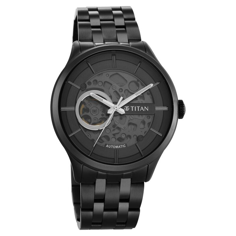 Titan Metal Mechanicals Grey Dial Automatic Stainless Steel Strap Watc ...