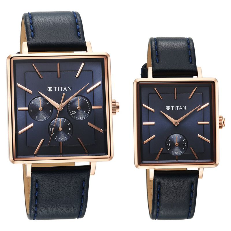 Titan Bandhan Black Dial Quartz Multifunction Leather Strap Watch For ...