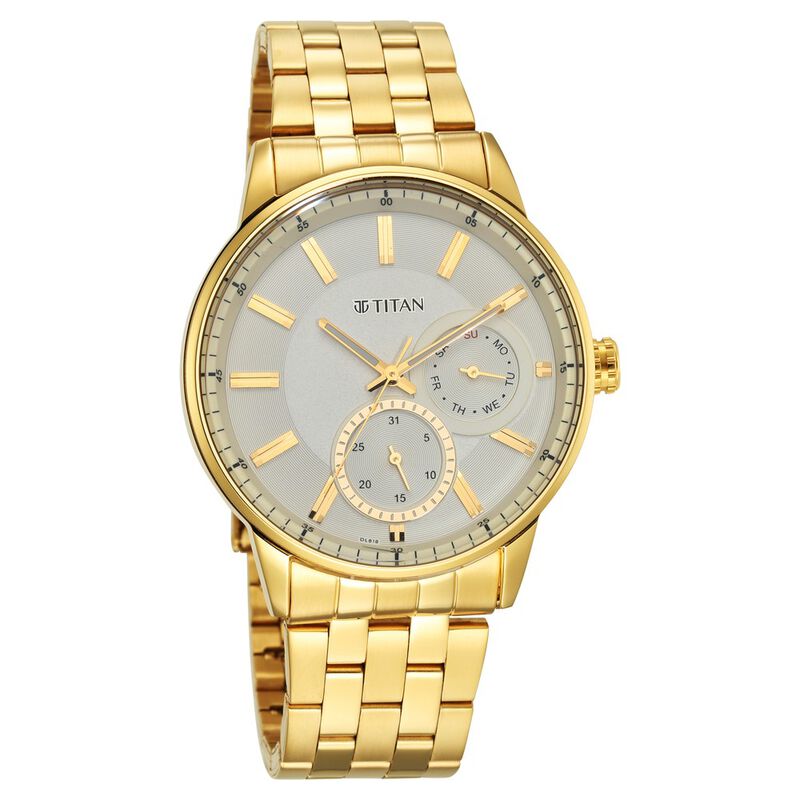 Titan Regalia Opulent White Dial Analog Stainless Steel Strap Watch Fo ...