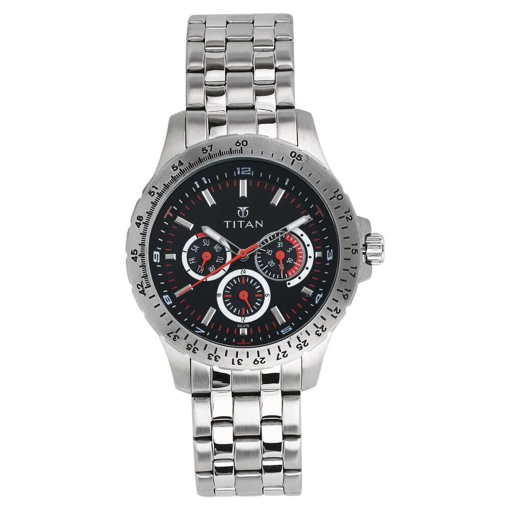 Titan Octane Black Dial Quartz Multifunction Metal Strap watch for Men ...
