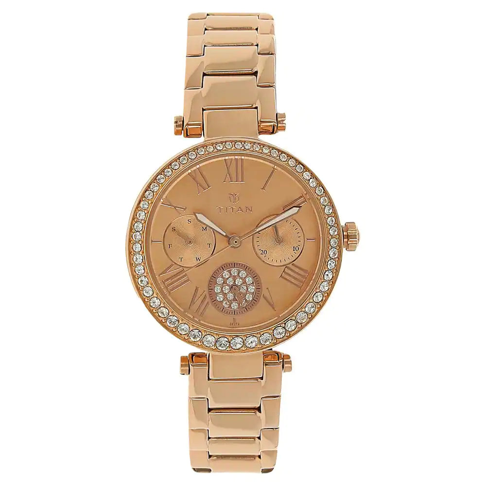 Titan Rose Gold Dial Stainless Steel Strap Watch NN95023WM01 – The ...