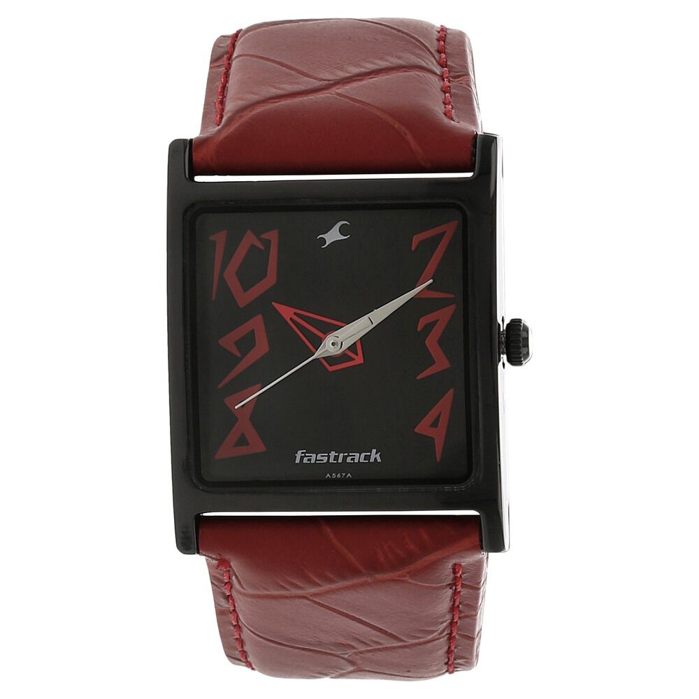 Fastrack Quartz Analog Black Dial Leather Strap Watch for Girls NP9735 ...