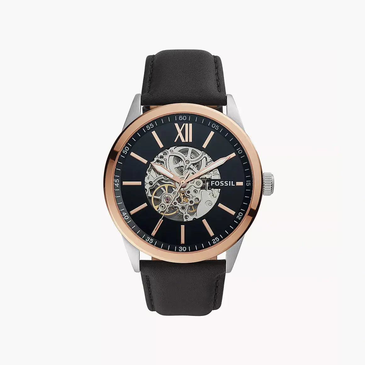 Fossil 48mm Flynn Automatic Black Leather Watch – The Watch Factory