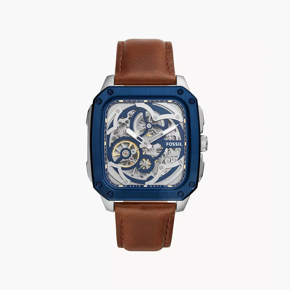 Fossil Inscription Automatic Brown Leather Watch – The Watch Factory