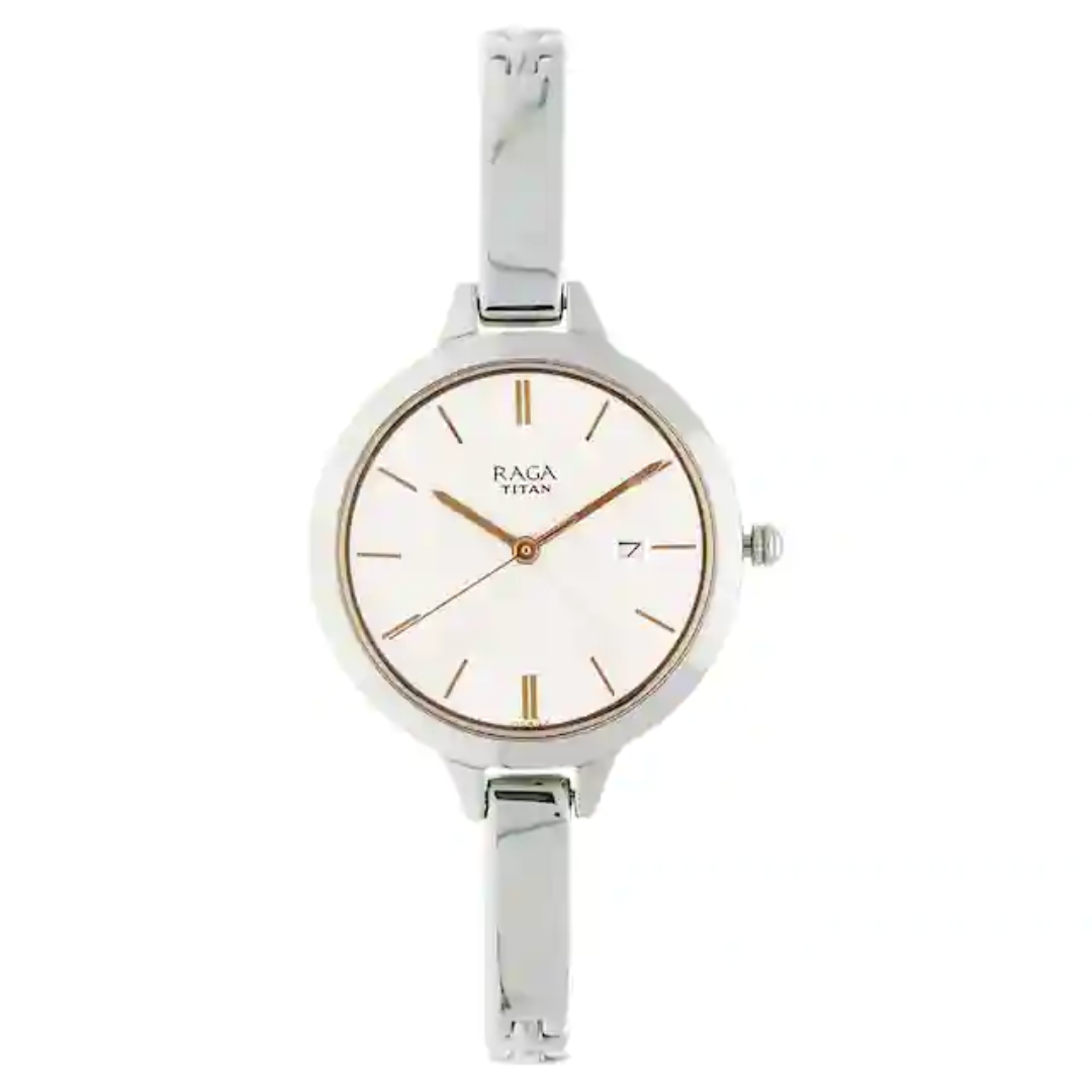 Titan Raga Viva Silver Dial Metal Strap Watch NN2578SM02 – The Watch ...