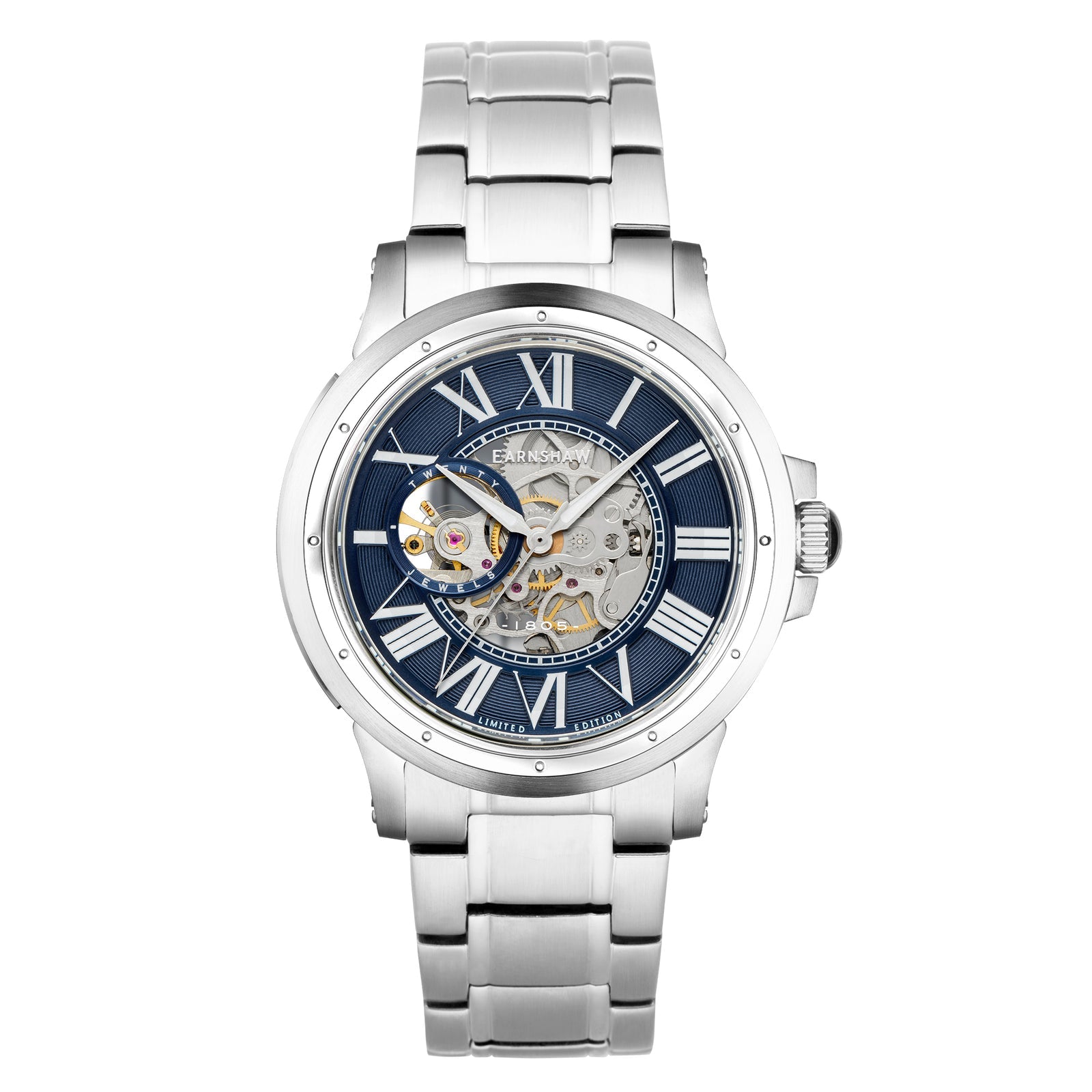 Earnshaw Comet Open Heart Skeleton Automatic Machine Blue – The Watch ...