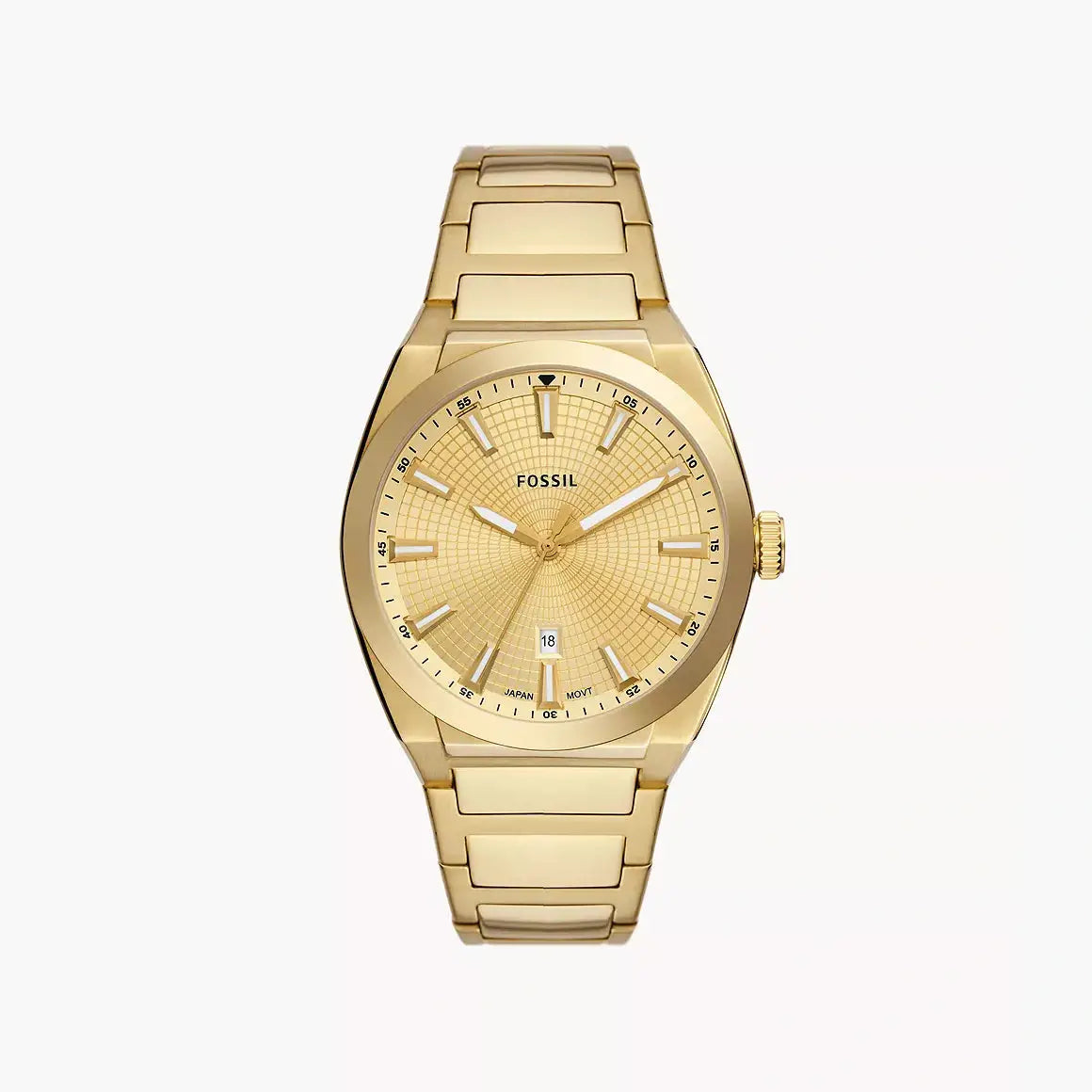 Fossil Everett Three-Hand Date Gold-Tone Stainless Steel Watch – The ...