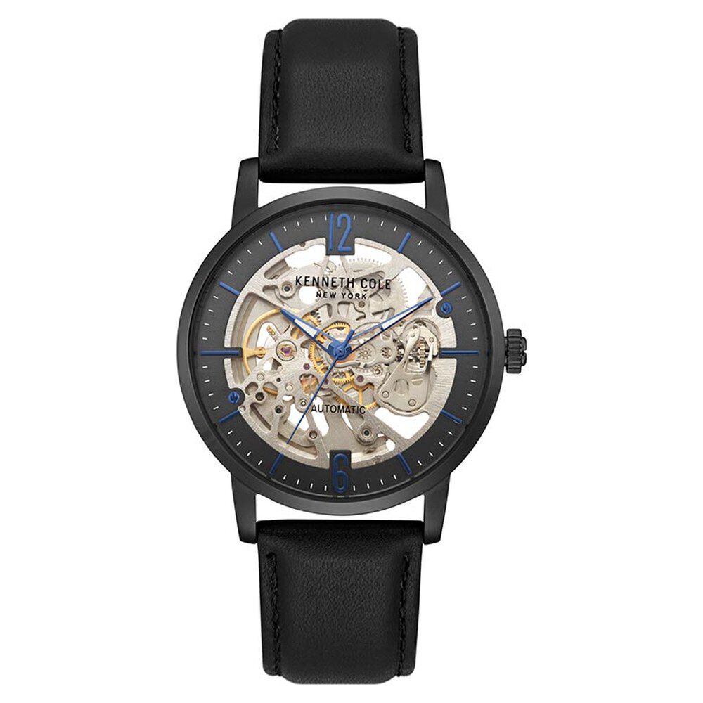 Kenneth Cole Automatic Black Dial Leather Strap Watch for Men-NCKC5005 ...