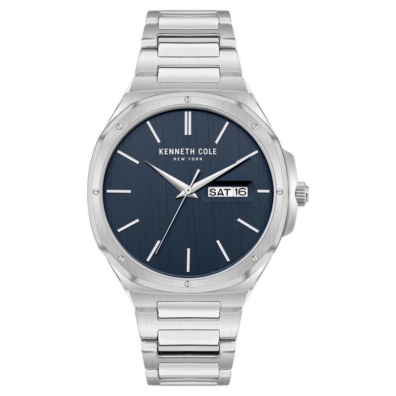 Kenneth Cole Quartz Analog Blue Dial Stainless Steel Strap Watch for M ...