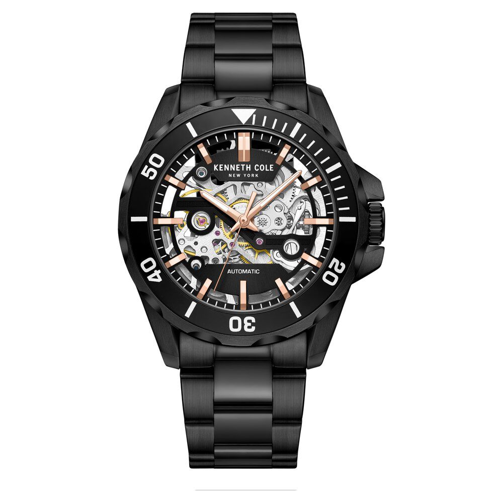 Kenneth Cole Automatic Black Dial With Black Stainless Steel Strap Wat ...