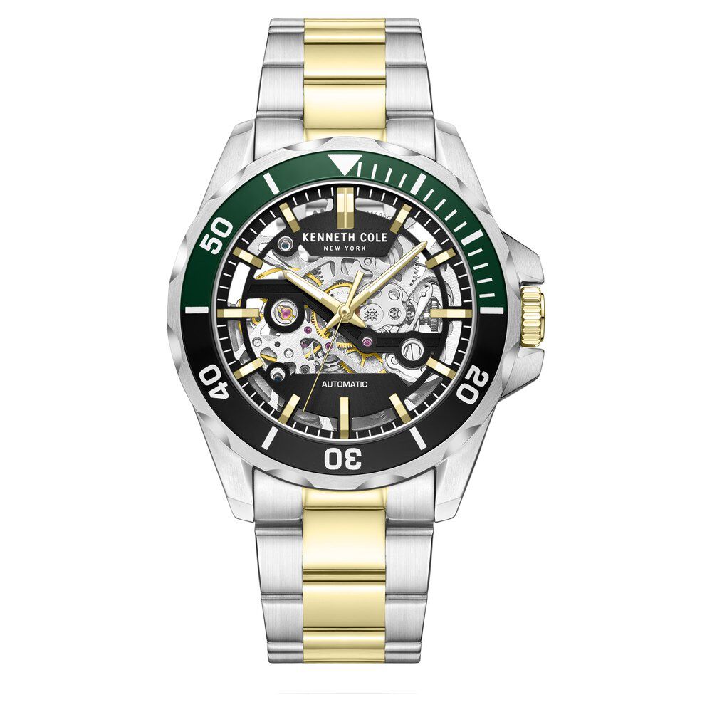 Kenneth Cole Automatic Black Dial with Two Toned Stainless Steel Strap ...