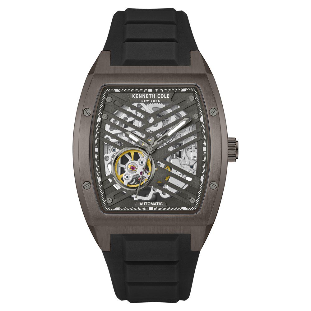 Kenneth Cole Automatic Grey Dial with Black Silicone Strap Watch for M ...