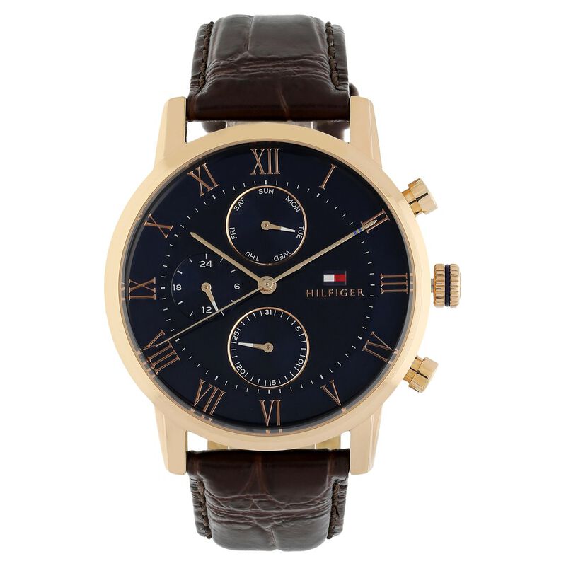 Tommy Hilfiger Quartz Multifunction Blue Dial Leather Strap Watch For ...