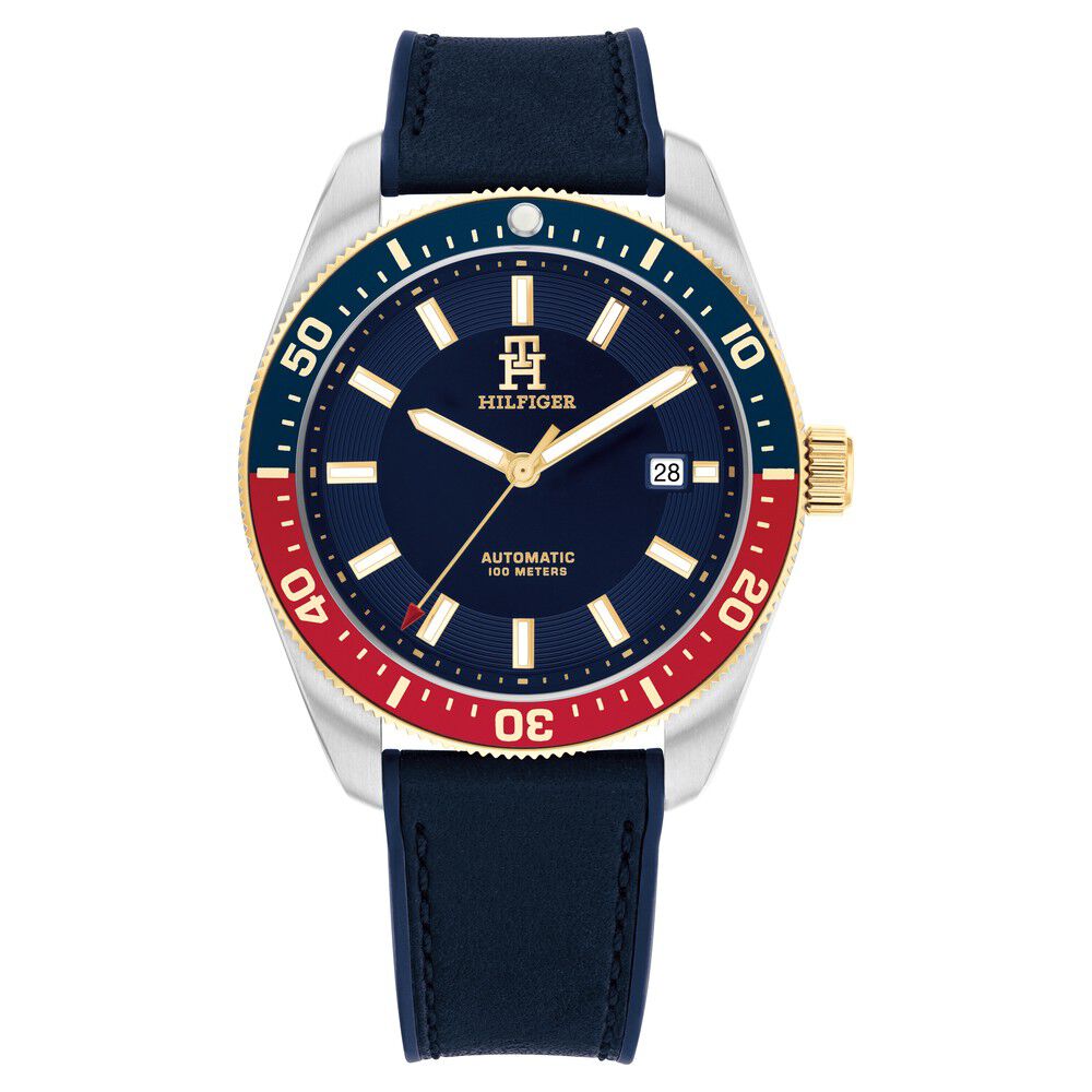 Tommy Hilfiger Automatic Blue Dial Blue Color Silicone Strap Watch For ...