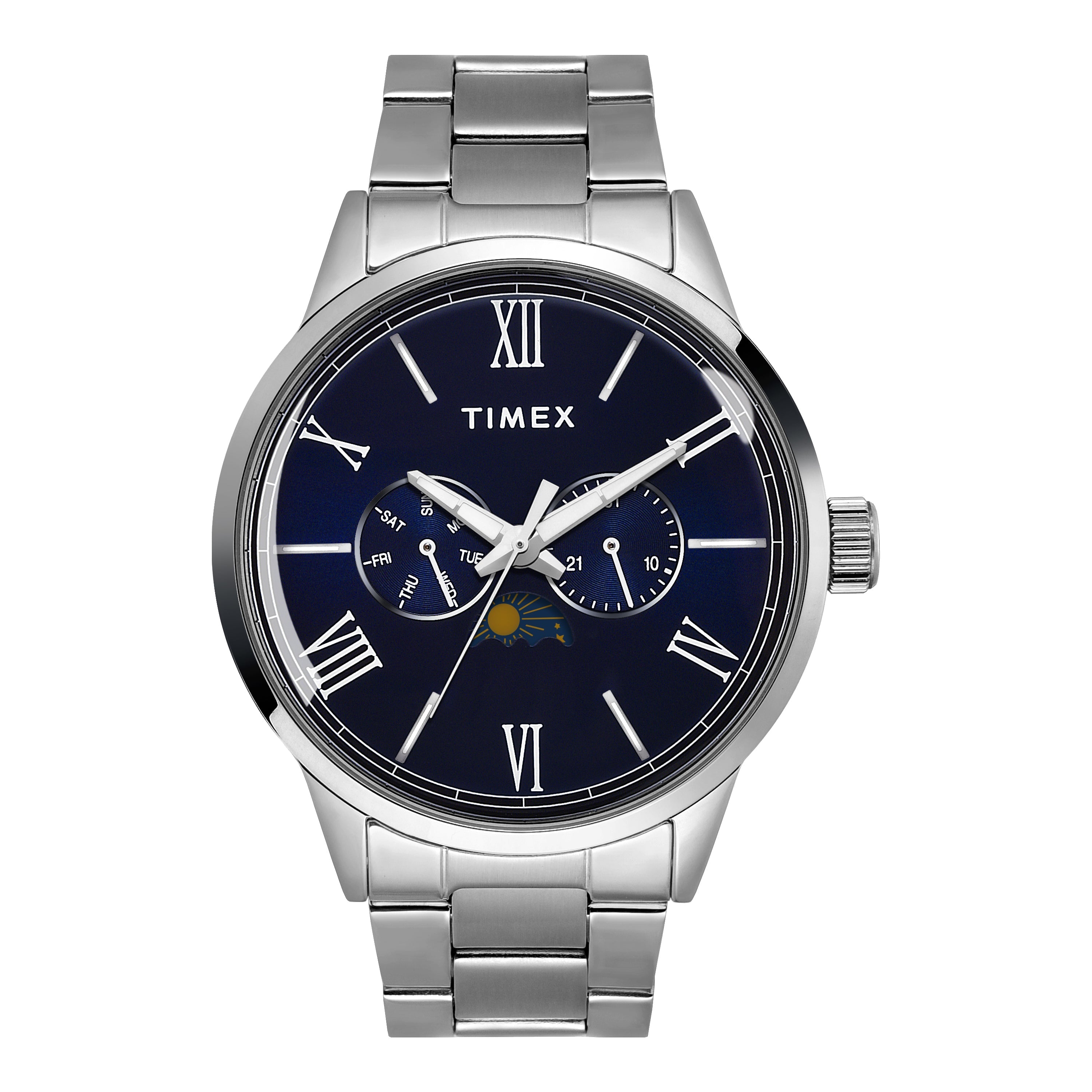 Timex Silver Case 44mm Dark Blue Dial Men's Watch TWEG19944 – The Watch ...