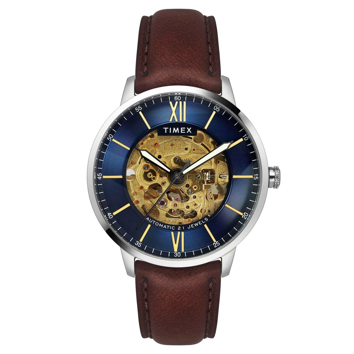 Timex Men Automatic Blue Round Stainless Steel Dial Watch- TWEG23501 ...