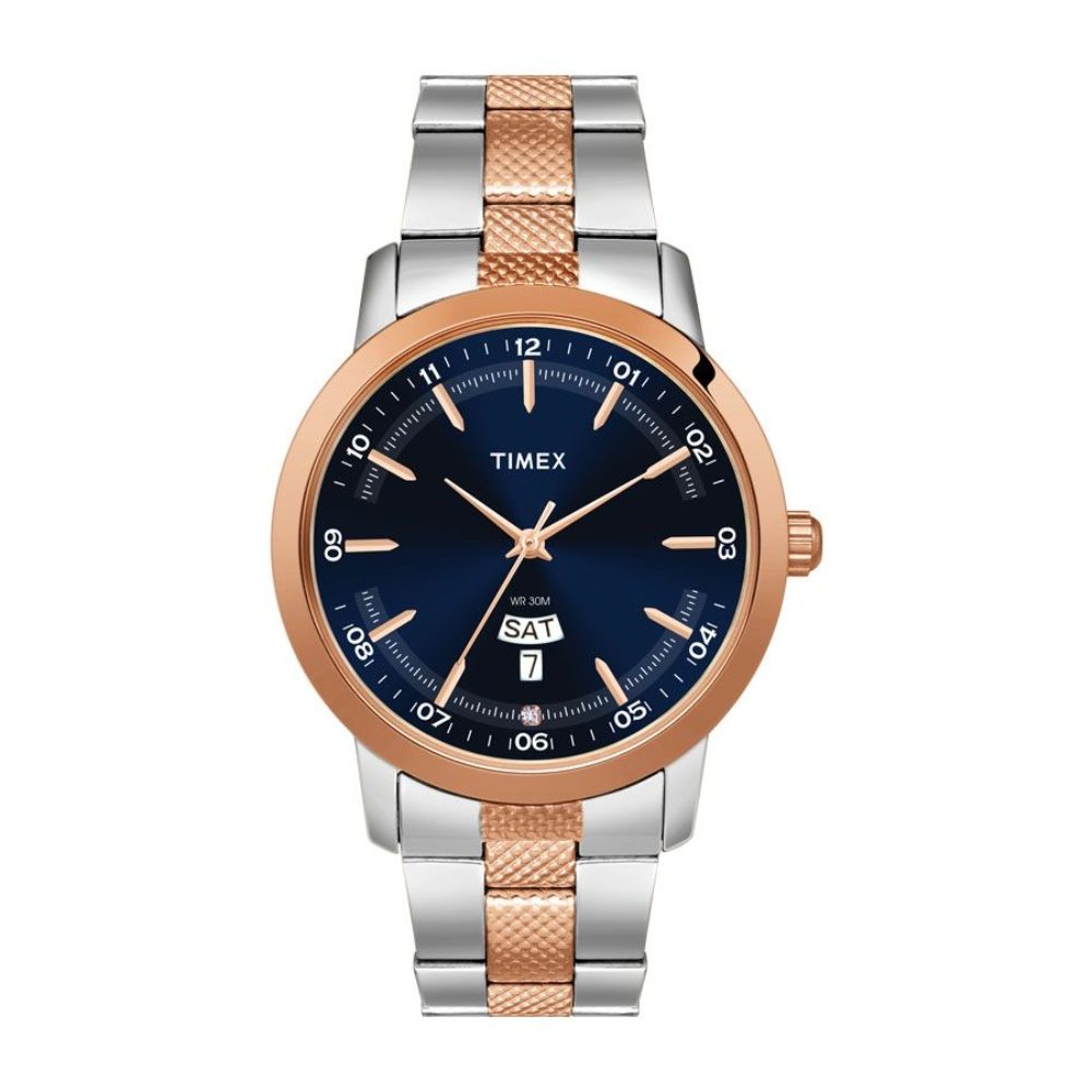 Timex Classics Men's Quartz Analog Blue Dial Round Case Day Date Funct ...