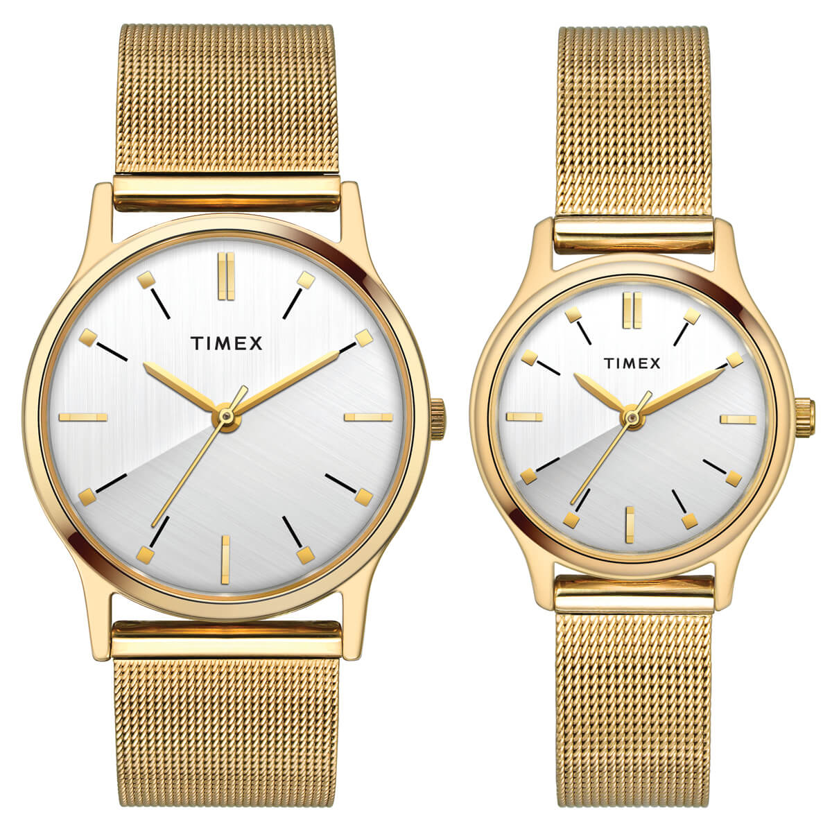 Timex Classics Pairs Silver Dial Round Case 3 Hands Function Watch -TW ...