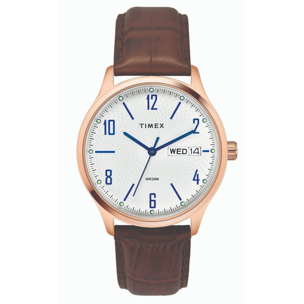 Timex Classics Men's Blue Dial Round Case Day Date Function Watch -TW0 ...