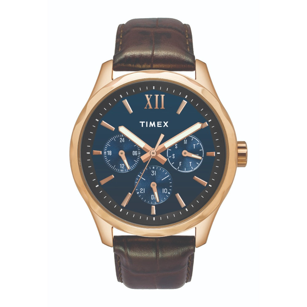 Timex Empera Men's Blue Dial Round Case Multifunction Function Watch ...